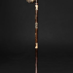 Phoenix Wooden Cane With Carved Handle: Decorative and Functional Wood ...