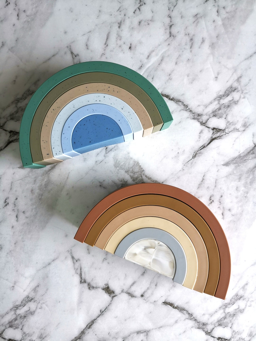 Neutral Silicone Rainbow Stacker Toy, Sensory Montessori Teether - Etsy