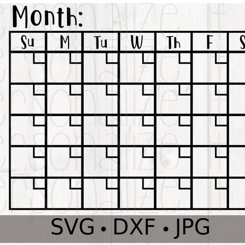 Calendar SVG File for Cricut and Silhouette Cutting Machines - Etsy Israel