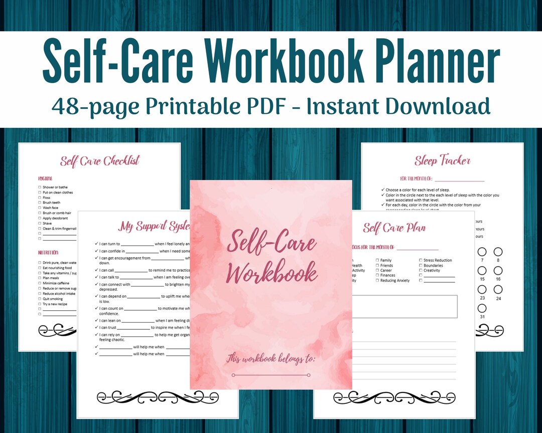 Self-care Workbook Planner, Printable PDF 8.5x11 Letter-size 48 Pages ...