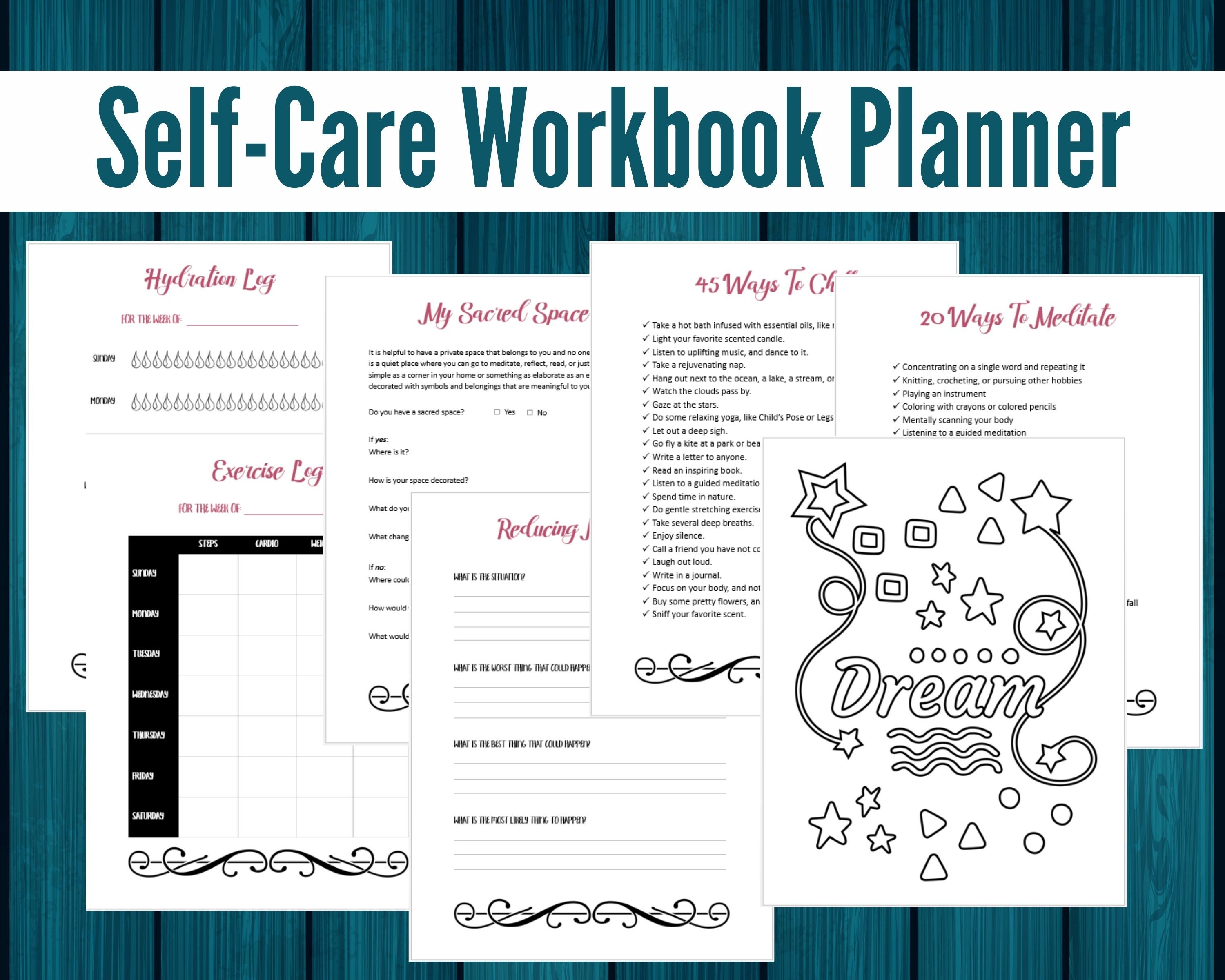 Self Care Workbook Planner Printable Pdf 8 5x11 Letter Size 48 Pages