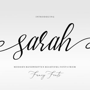 Sarah Cursive Font: Modern Swirly Wedding Font (TTF Digital Download ...