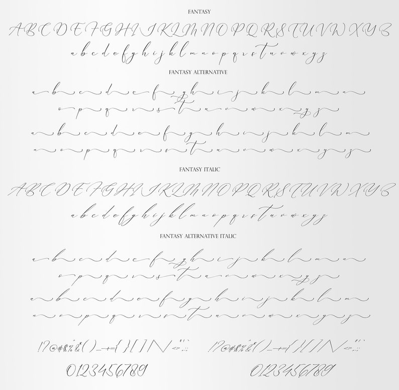 Fantasy Script Font: Modern Calligraphy Font With Tails (digital ...