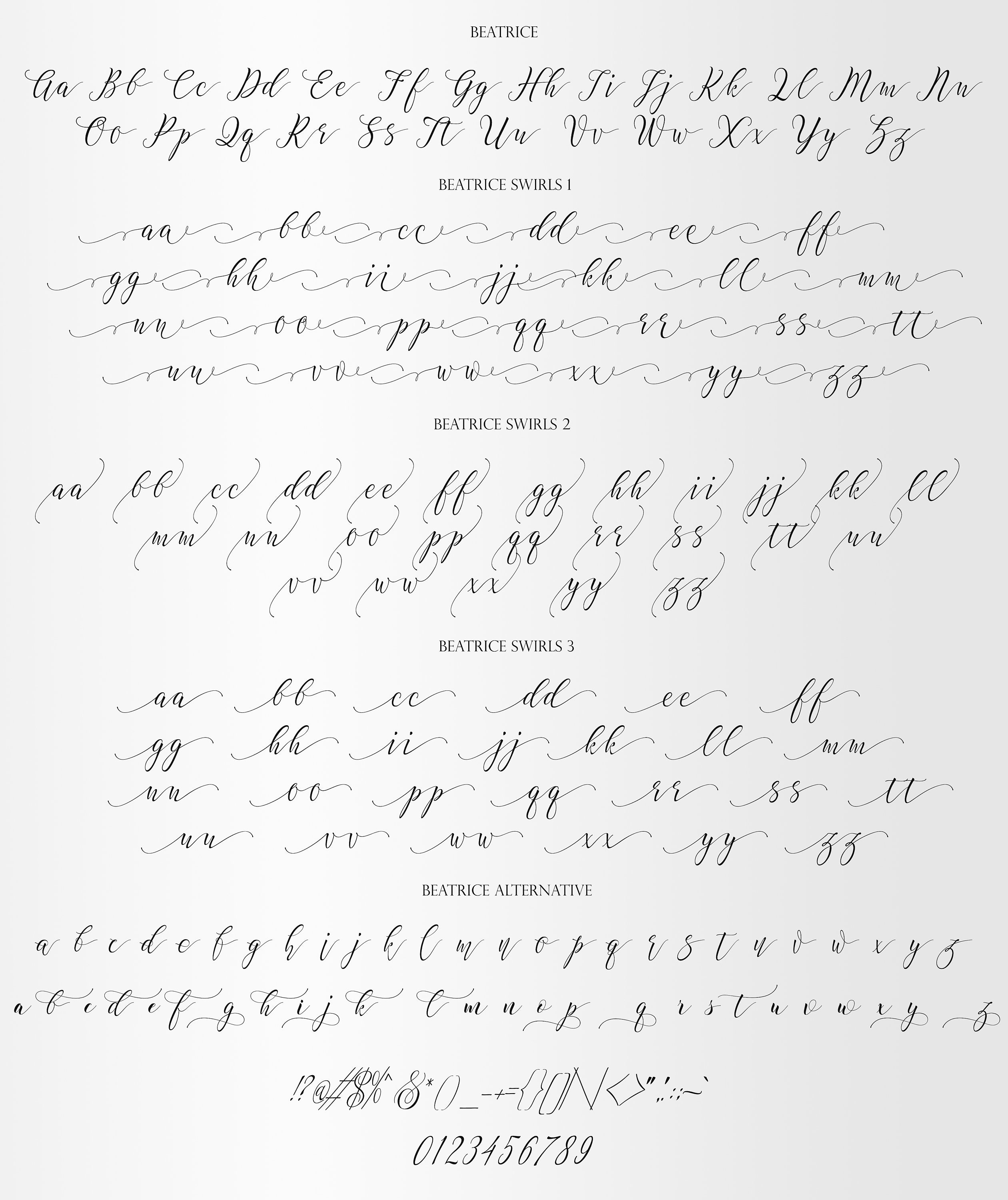 Beatrice Script Font: Modern Calligraphy Font With Tails (digital ...