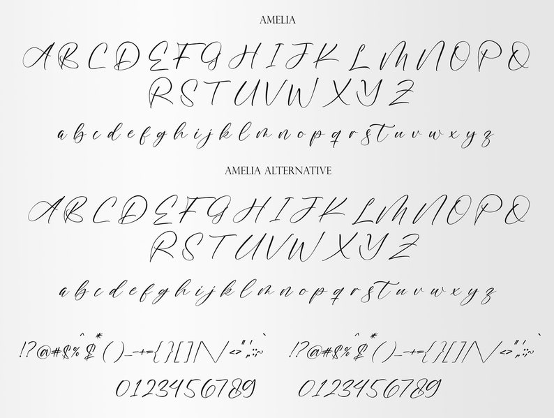Amelia Calligraphy Font: Handwritten Script for Cricut (TTF Digital ...