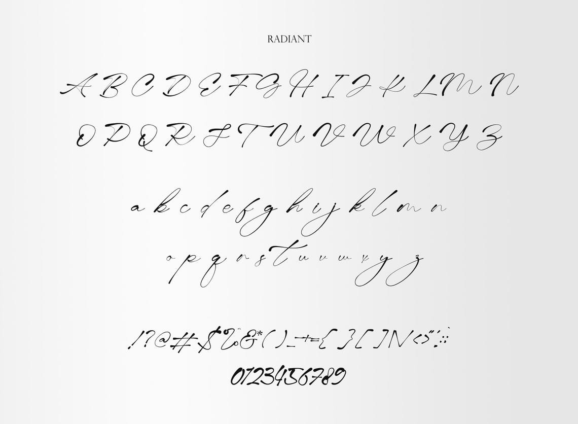 Radiant Script Font: Modern Calligraphy, Commercial Use (TTF) - Etsy