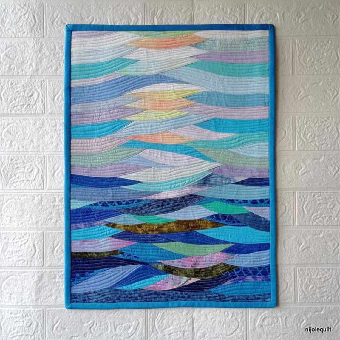 Wall Hanging Quilt, Wave Landscape, Patchwork Wall Hanging Quilt ...