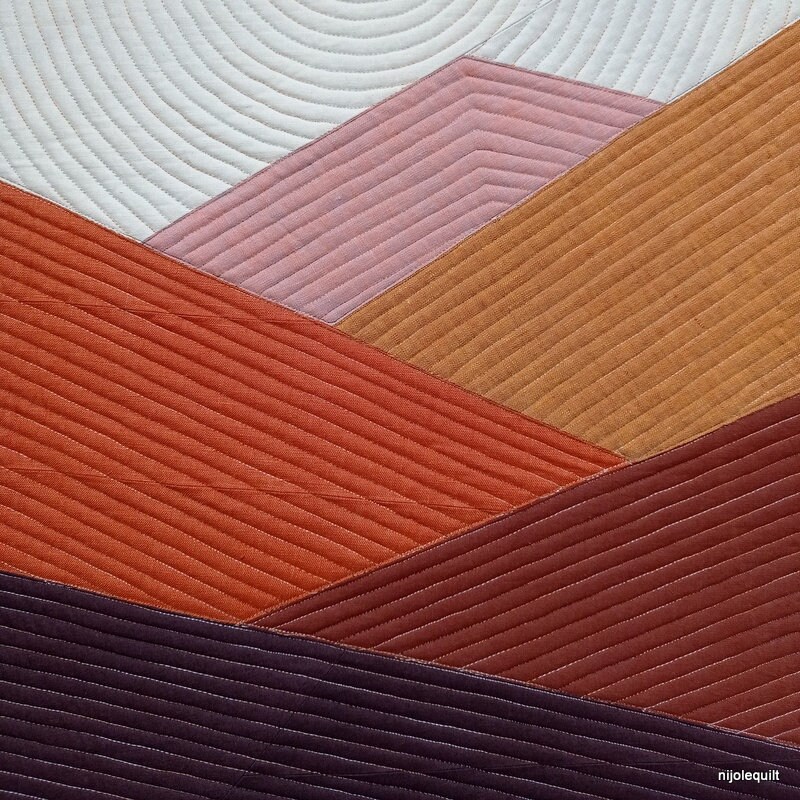 Geometric Wall Hanging Quilt, Modern Landscape Handmade Quilt, Abstract ...