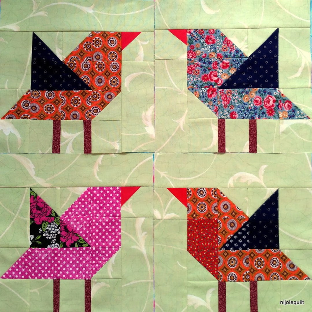 Bird Quilt Pattern, PDF Quilt Block Pattern, Bird Block Sewing , Bird Quilt Block, Bird Block ...