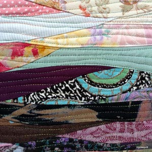 Fabric Wall Art, Wave Landscape Quilt, Wall Hanging Quilt, Landscape Art Quilt, Modern Fabric ...