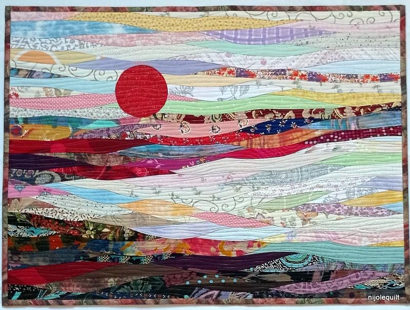 Fabric Wall Art, Wave Landscape Quilt, Wall Hanging Quilt, Landscape ...