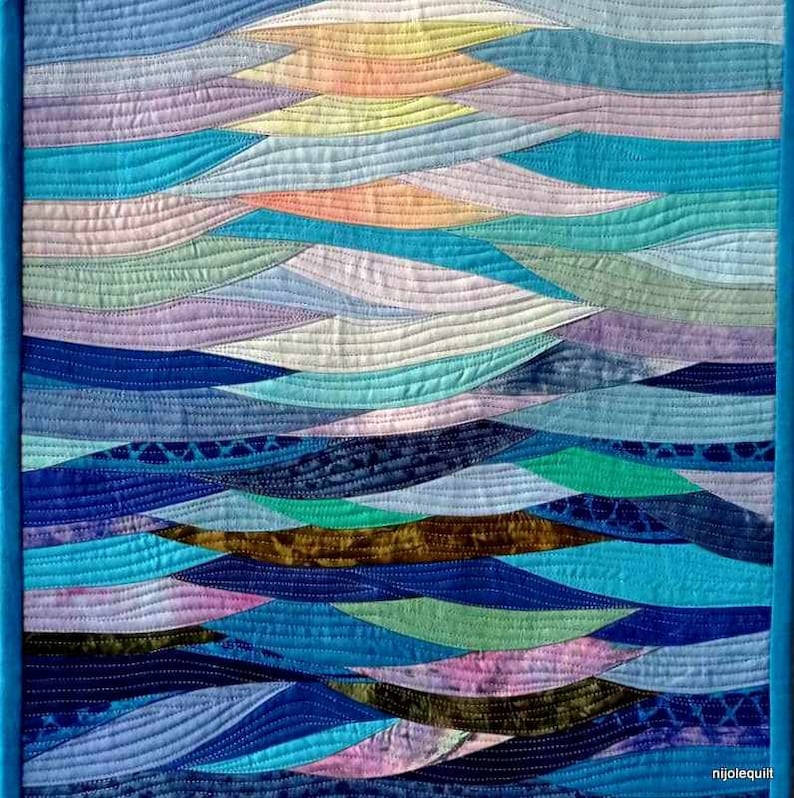 Wall Hanging Quilt, Wave Landscape, Patchwork Wall Hanging Quilt ...