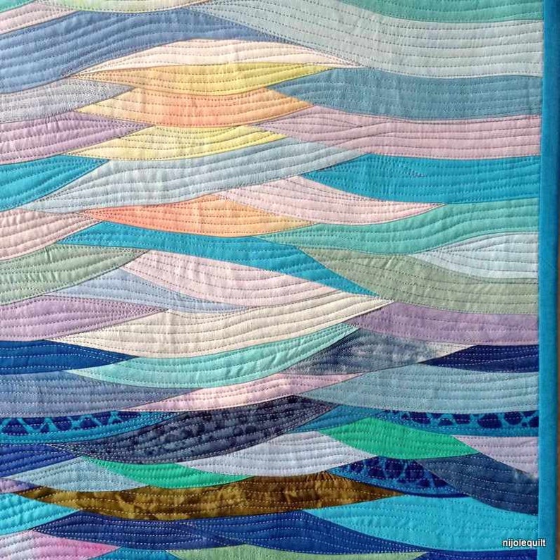 Wall Hanging Quilt, Wave Landscape, Patchwork Wall Hanging Quilt, Abstract Quilt, Modern Home ...