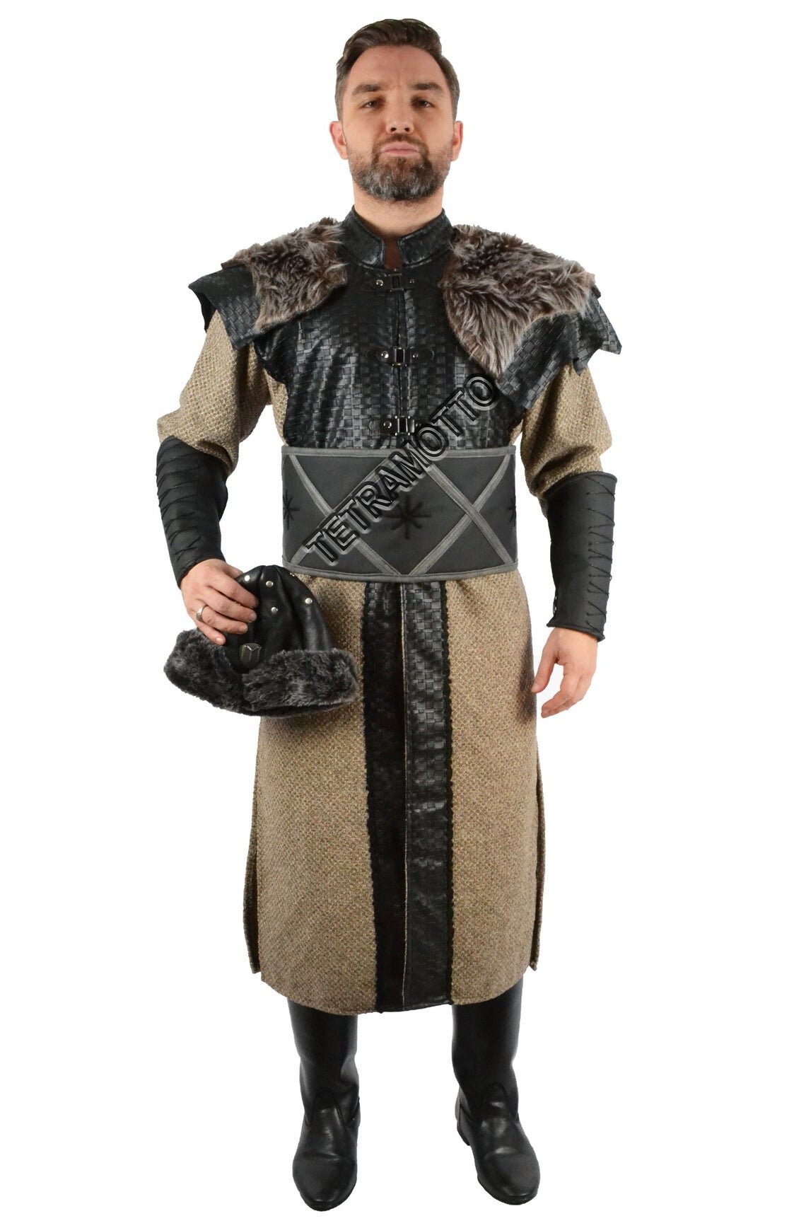 Black Leather Ertugrul Caftan Dirilis Costume HE8579 | Etsy