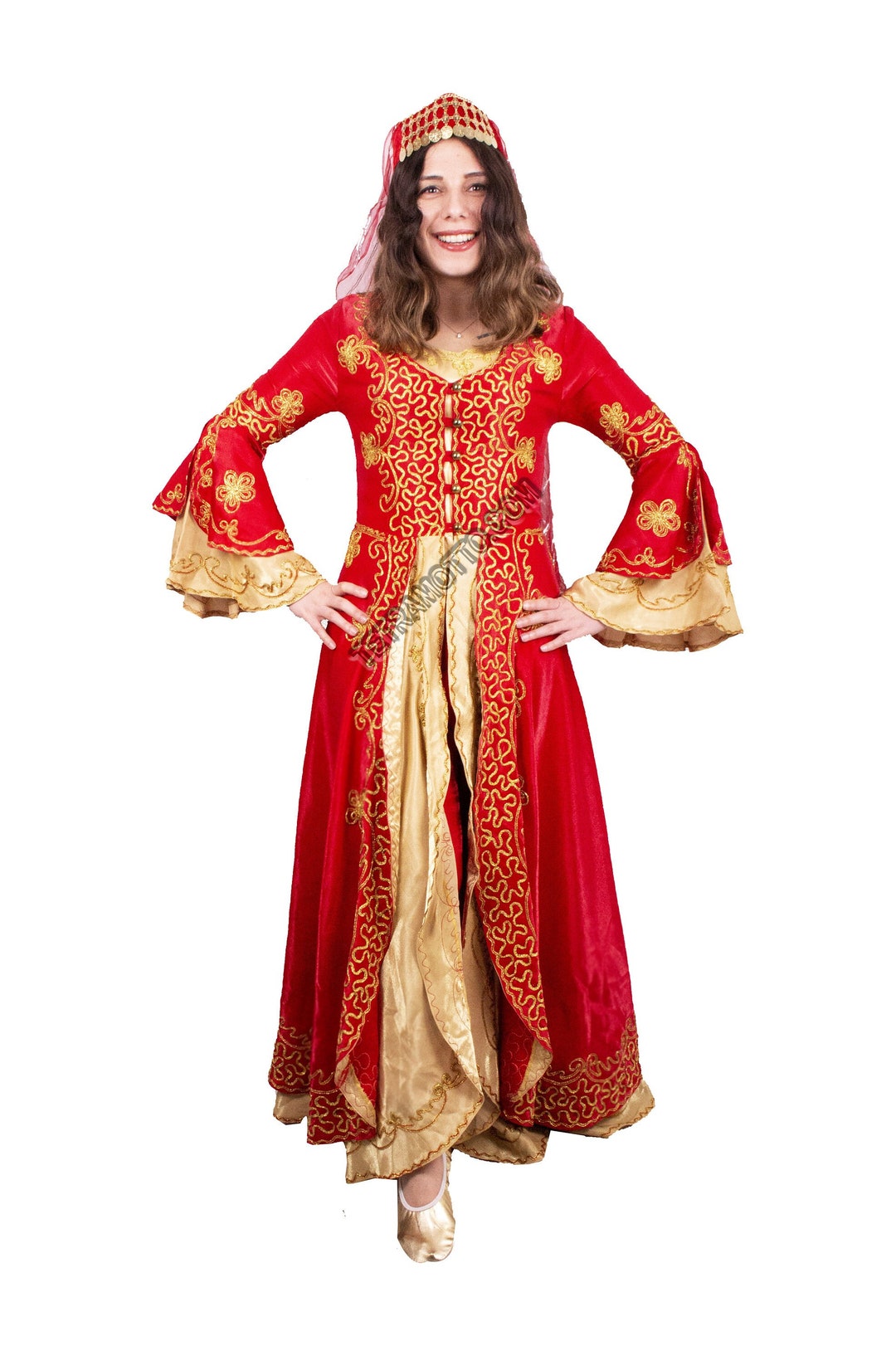 Buy Red Bindalli Turkish Ethnic Folkloric Wedding Woman Dance Costume ...