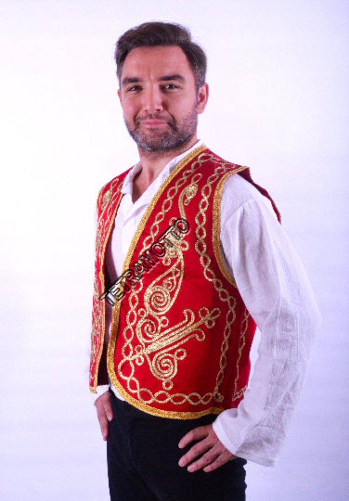 RED VEST Turkish Embroidered Vest Authentic Ottoman 2VG10 | Etsy