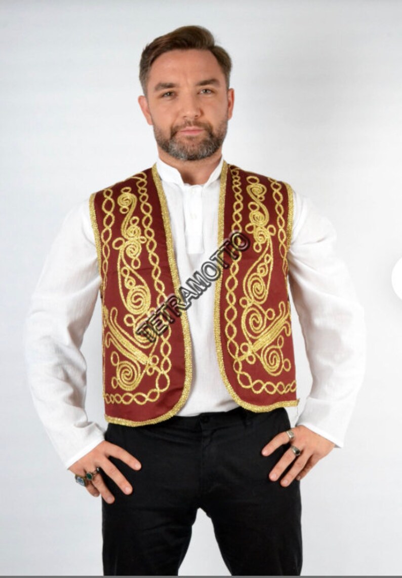 BURGUNDY VEST Authentic Ottoman Turkish Embroidered | Etsy