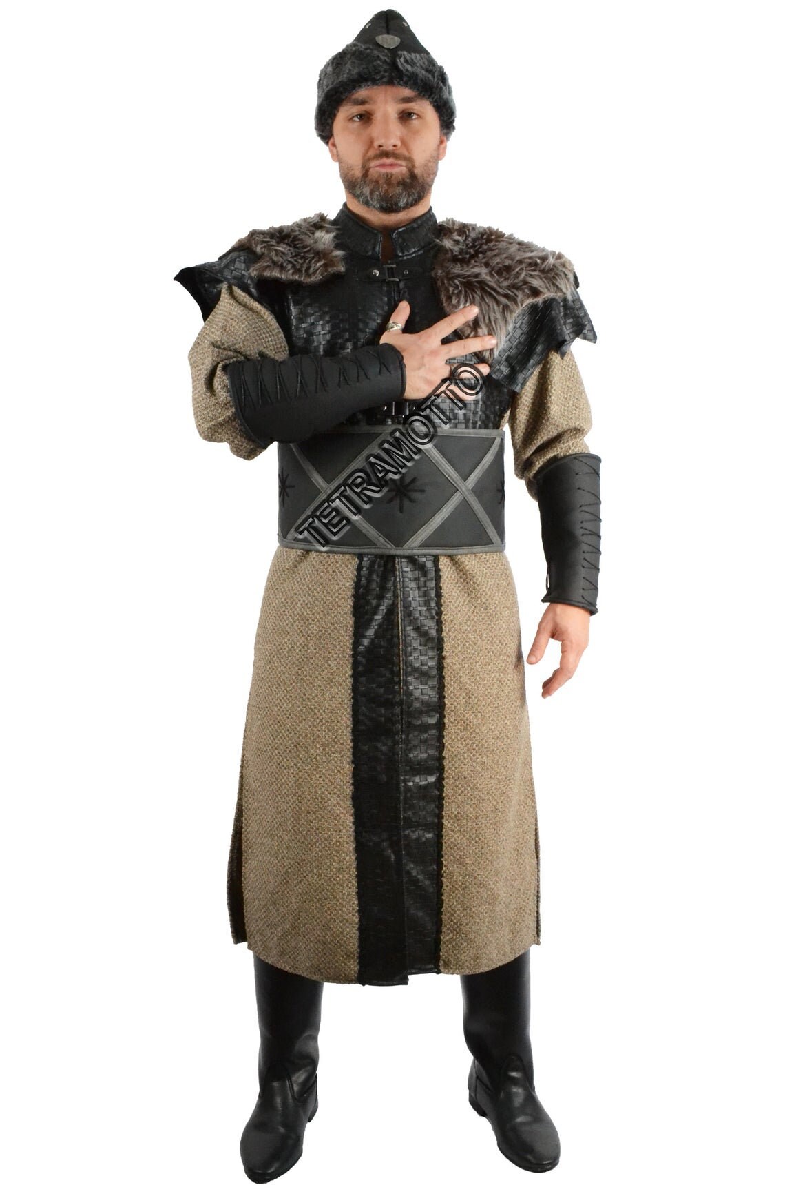 Black Leather Ertugrul Caftan Dirilis Costume HE8579 | Etsy