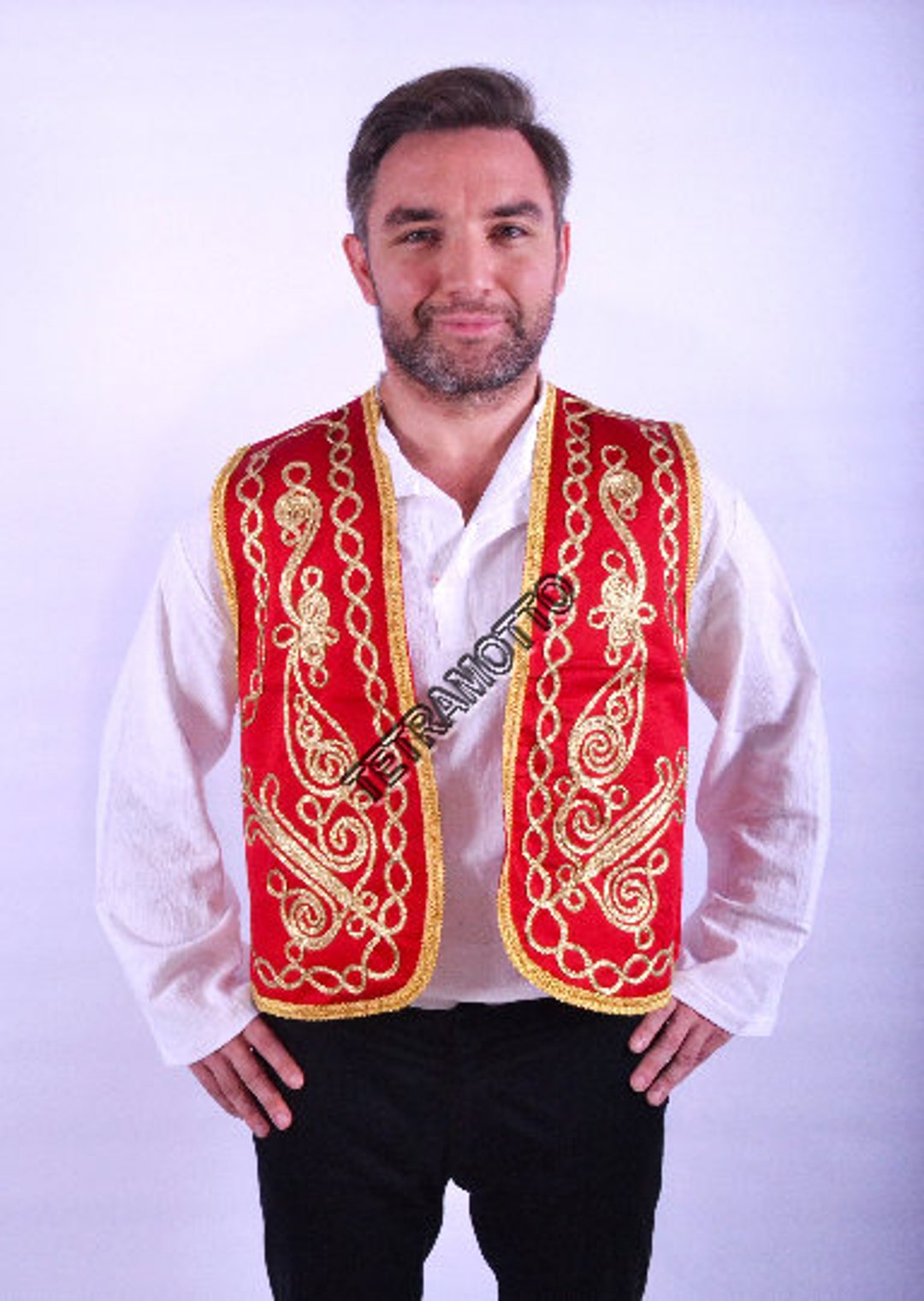 RED VEST Turkish Embroidered Vest Authentic Ottoman A25163 - Etsy