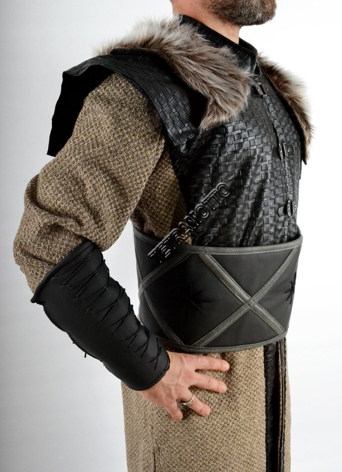 Black Leather Ertugrul Caftan Dirilis Costume HE8579 - Etsy