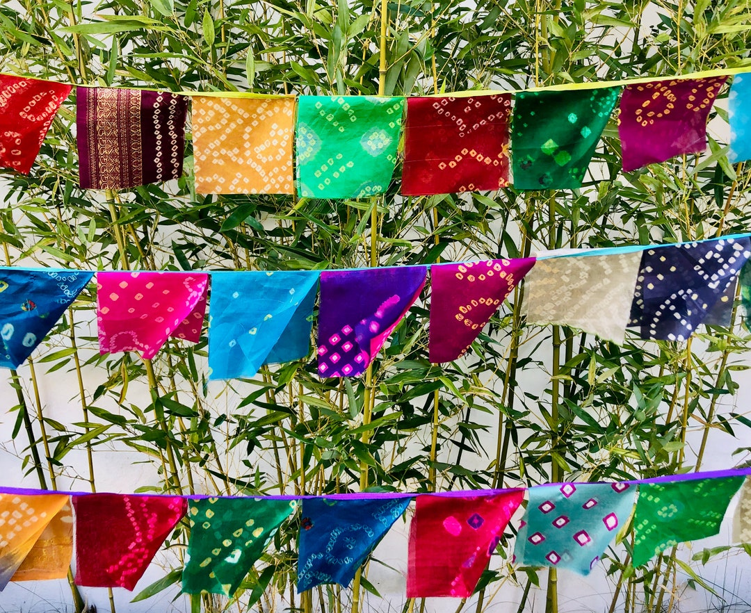 Colorful Recycled Sari Fabric Flag Pennant (18pcs) 3m - Etsy
