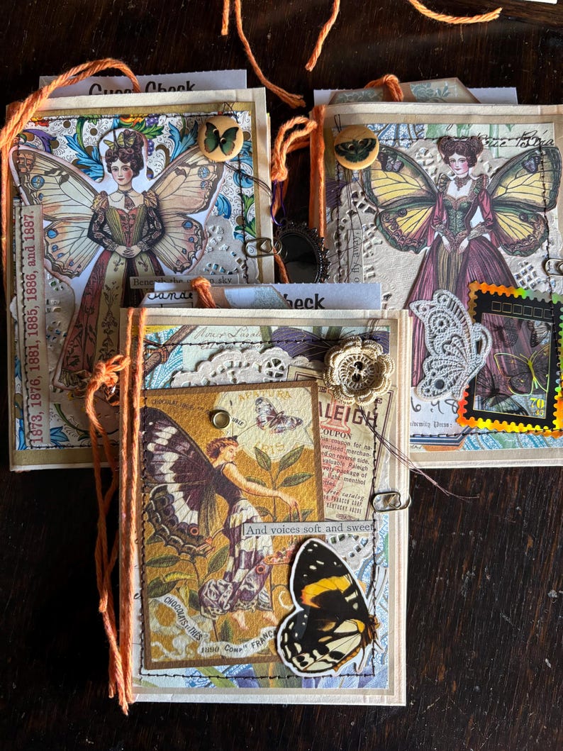 Butterfly Mini Journals, Handmade File Folder, Ephemera Pockets, Charm ...