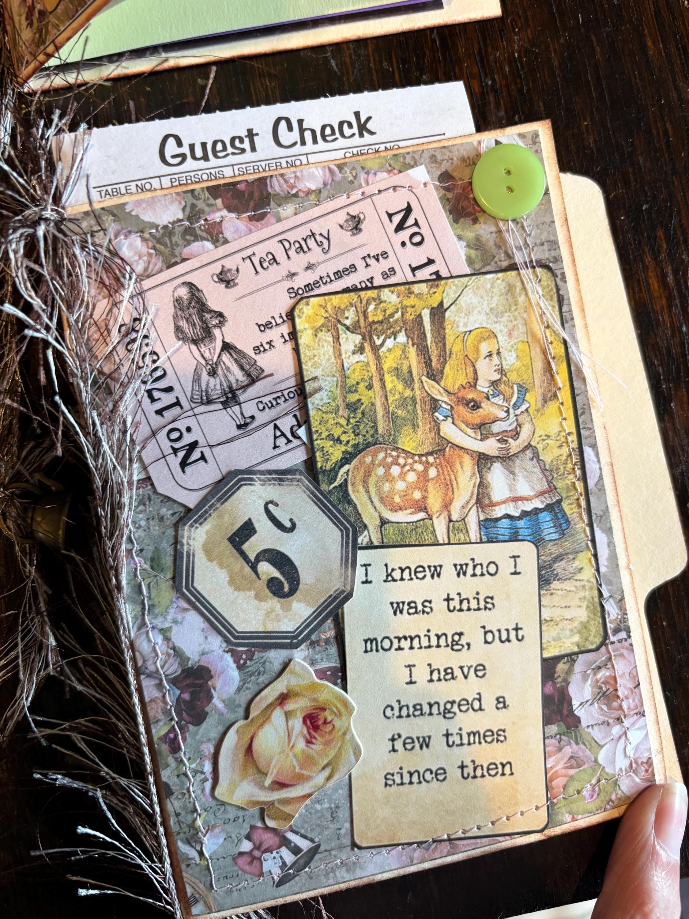 Alice in Wonderland Mini Journals, Handmade File Folder, Ephemera ...