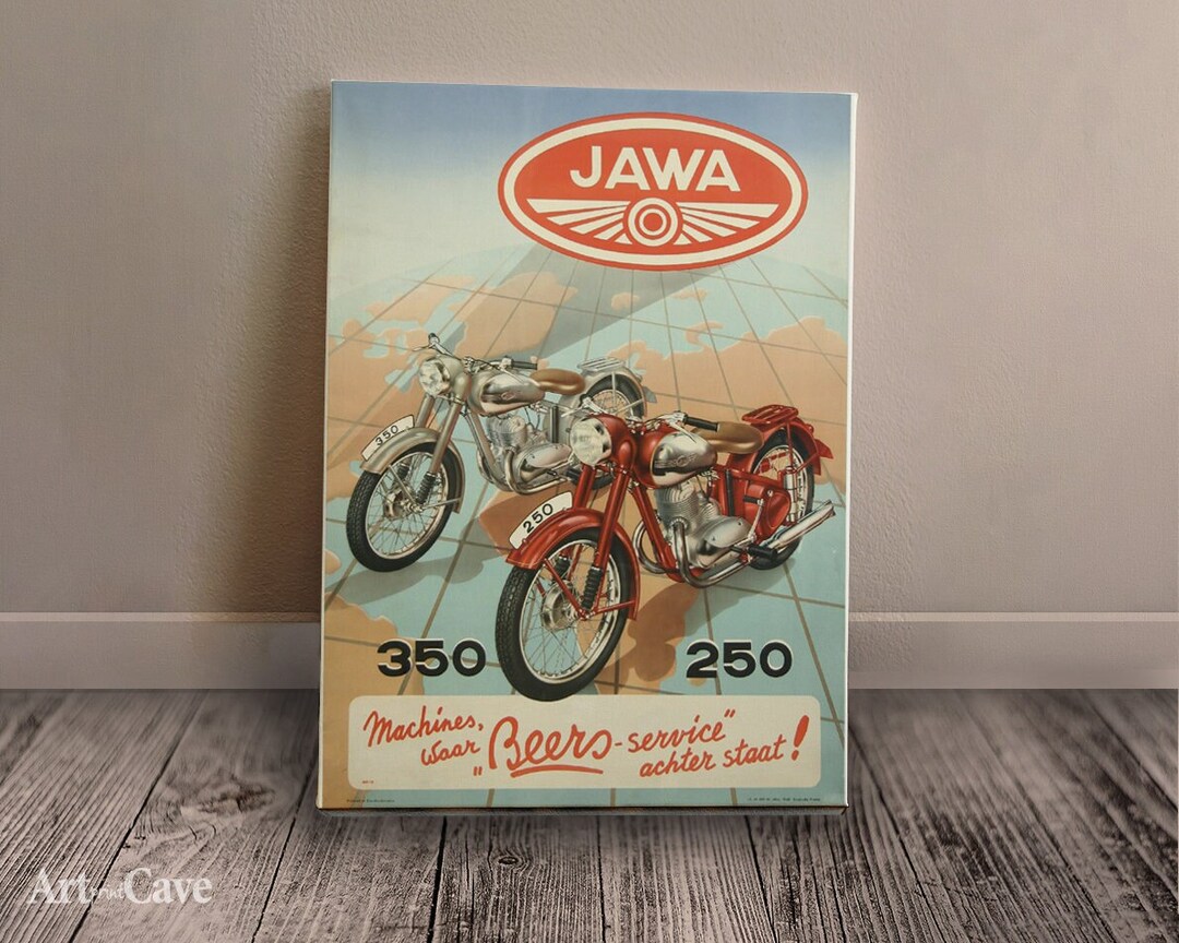 Jawa Retro Motorcycle Poster Cotton Canvas, Digital Print, Classic ...