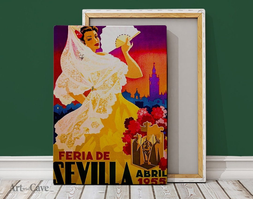 Feria De Sevilla Spain Cotton Canvas, Digital Print, Retro Travel ...