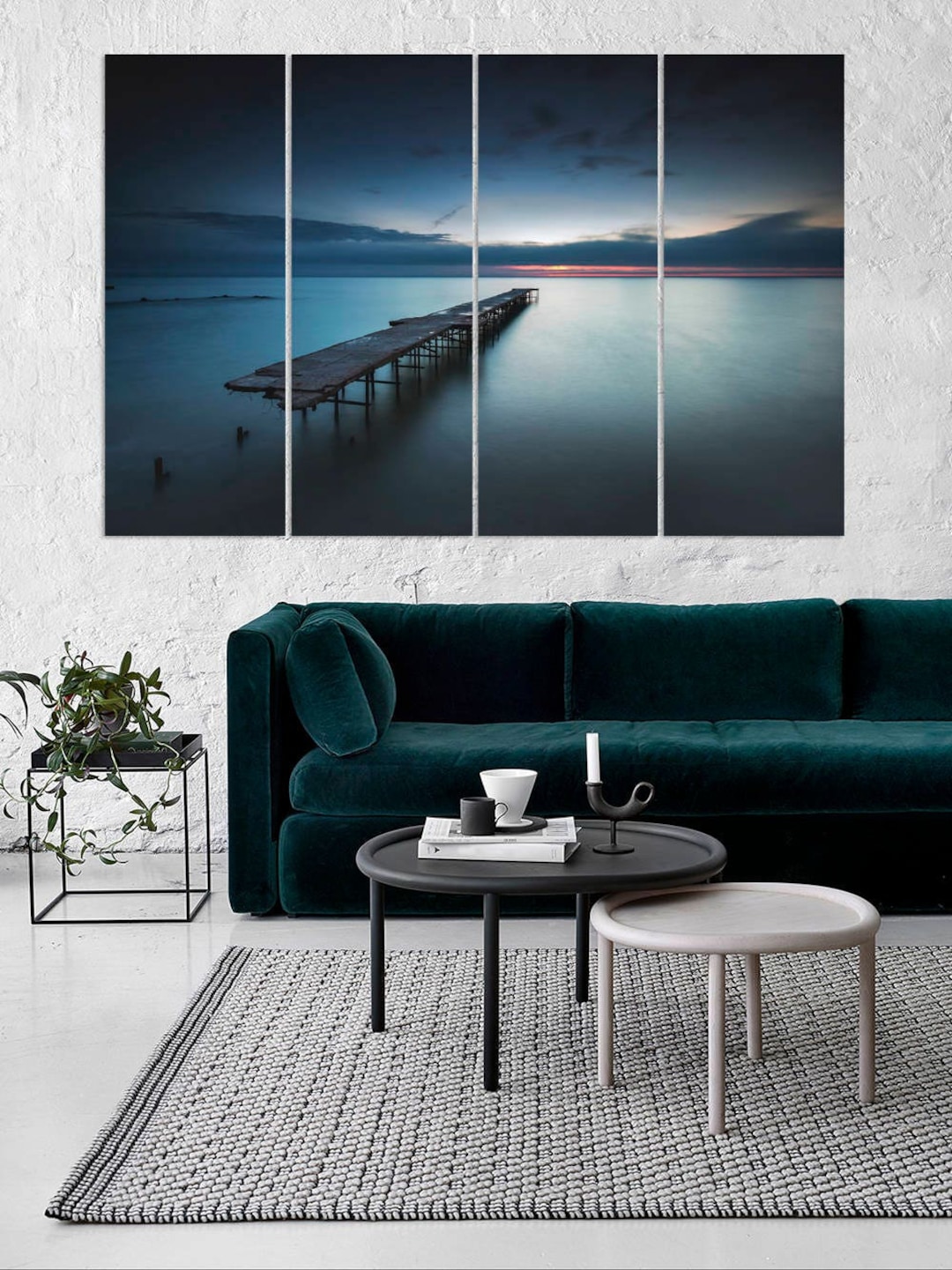 Old Broken Bridge Panel Art, Landscape, Sea Wall Decor, Horizon, Dark ...