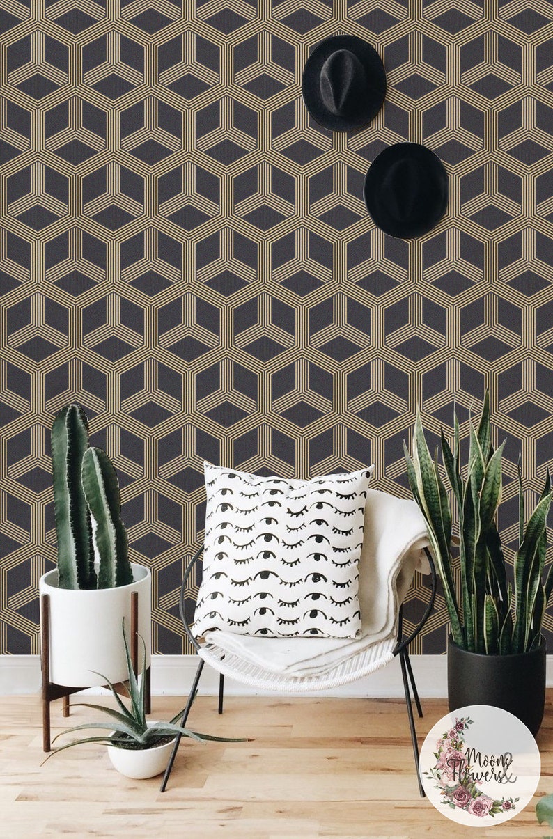 Elegant Geometric Removable Wallpaper, Simple Wall Mural, Minimalistic ...