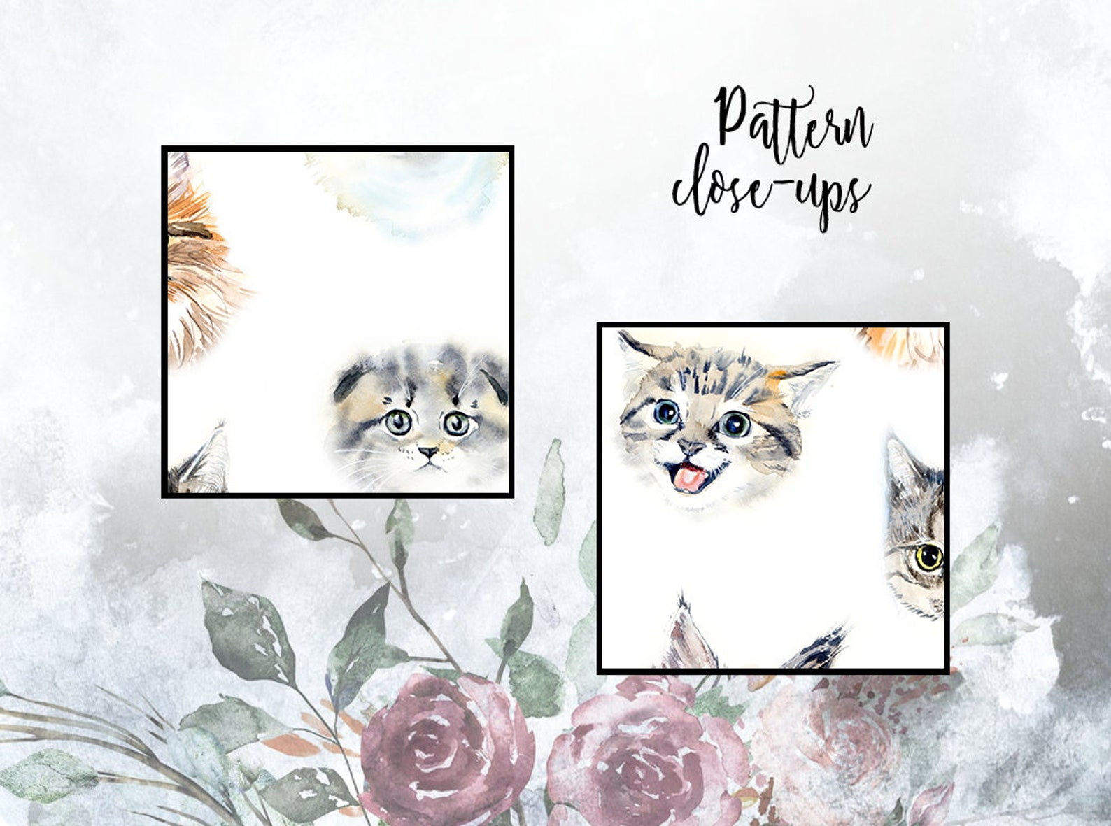 Watercolor Cats wall decor Colorful wall mural Animals | Etsy