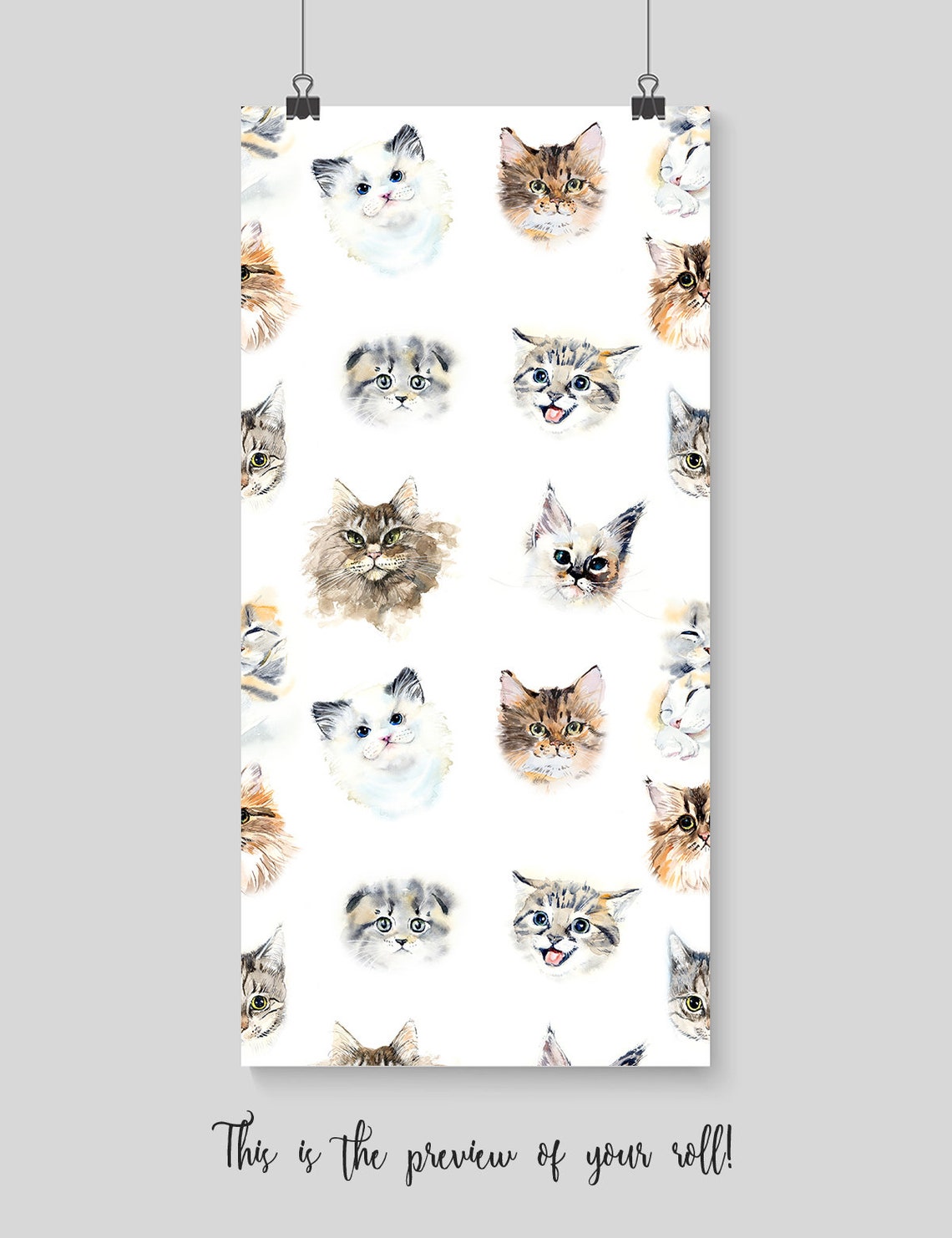 Watercolor Cats wall decor Colorful wall mural Animals | Etsy