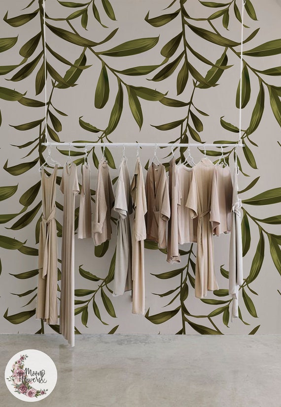 Leaf Green Wall Decor Watercolor Wall Mural Leaves Removable | Etsy