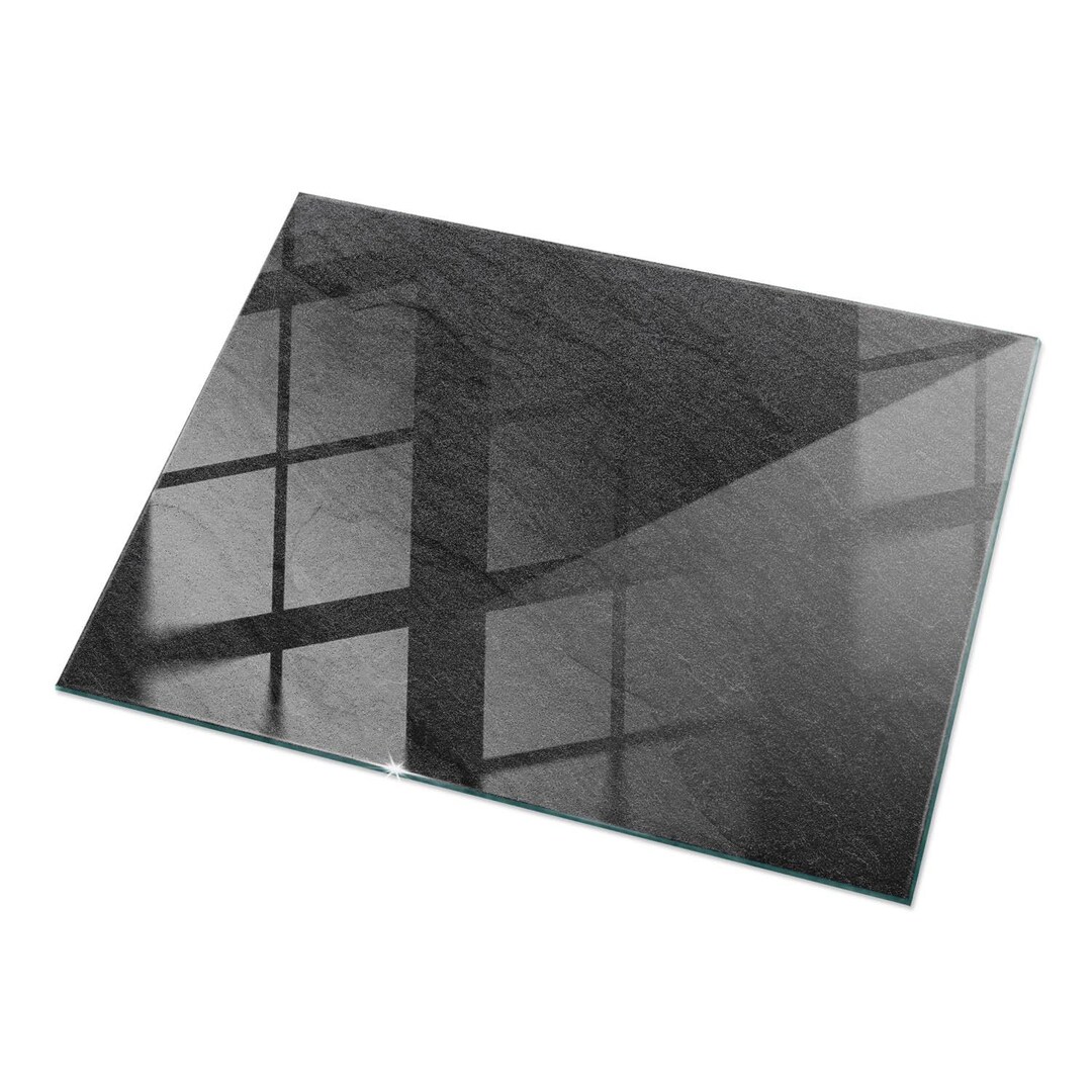 Natural Stone Texture Glass Table Top, Black Glass Table Cover, Scratch ...