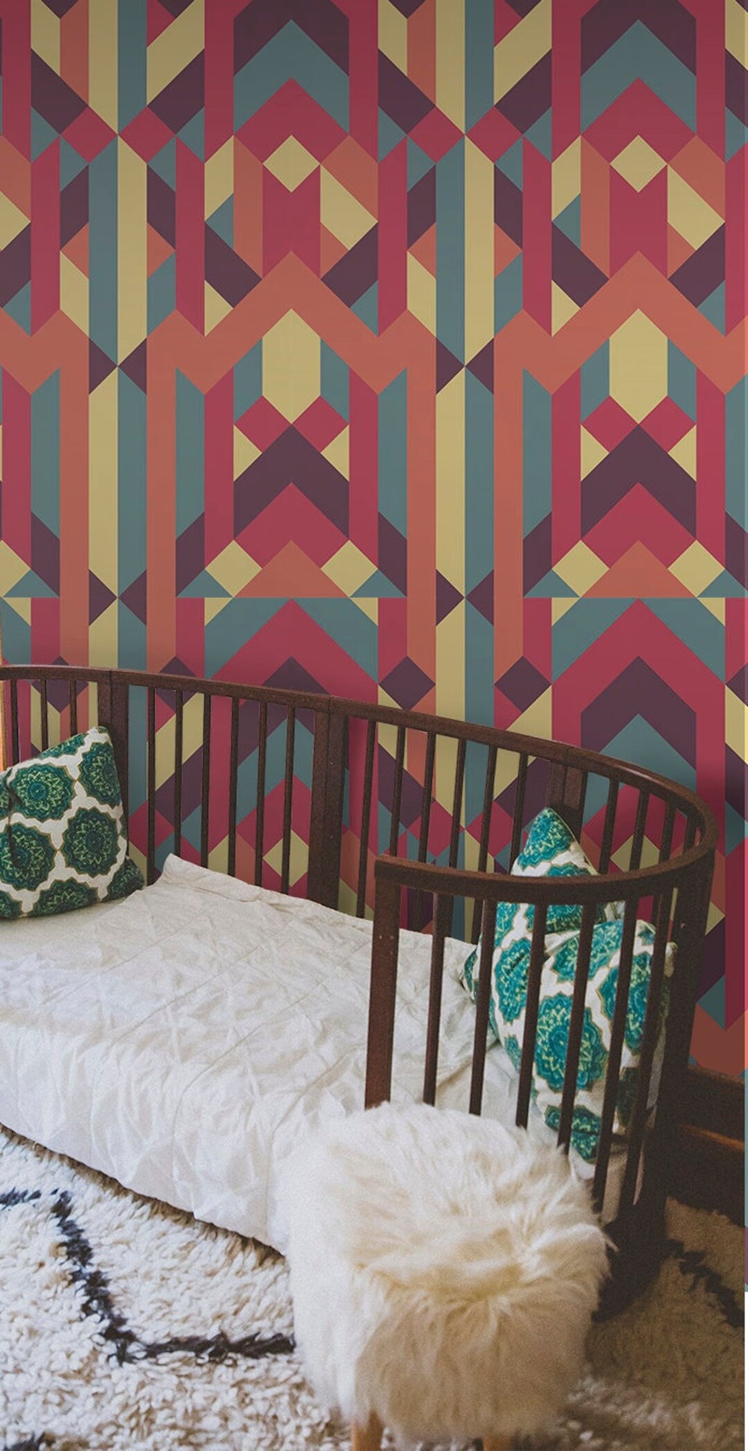Charming Wallpaper Removable Mural, Retro Pattern Removable Wallpaper ...