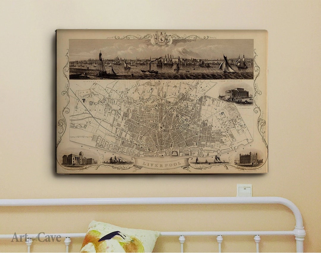 Old Liverpool Map 1851 Cotton Canvas, Digital Print, Map Poster, High ...
