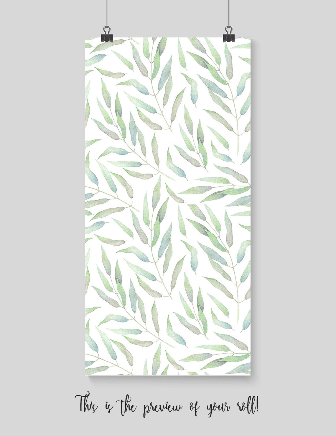 Delicate Leaves Removable Wallpaper, Leaf Wall Mural, Watercolor Wall ...
