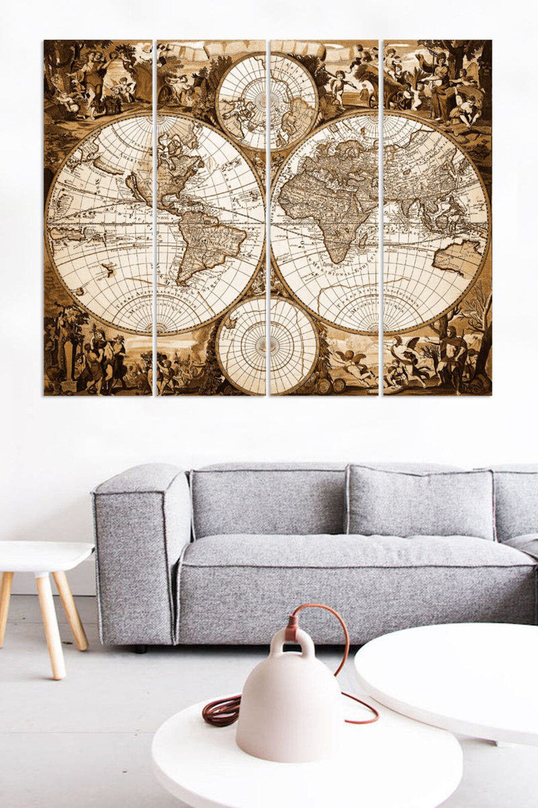 Hanging Map, World Map Canvas Print, Art Travel Map, Wall Decor ...