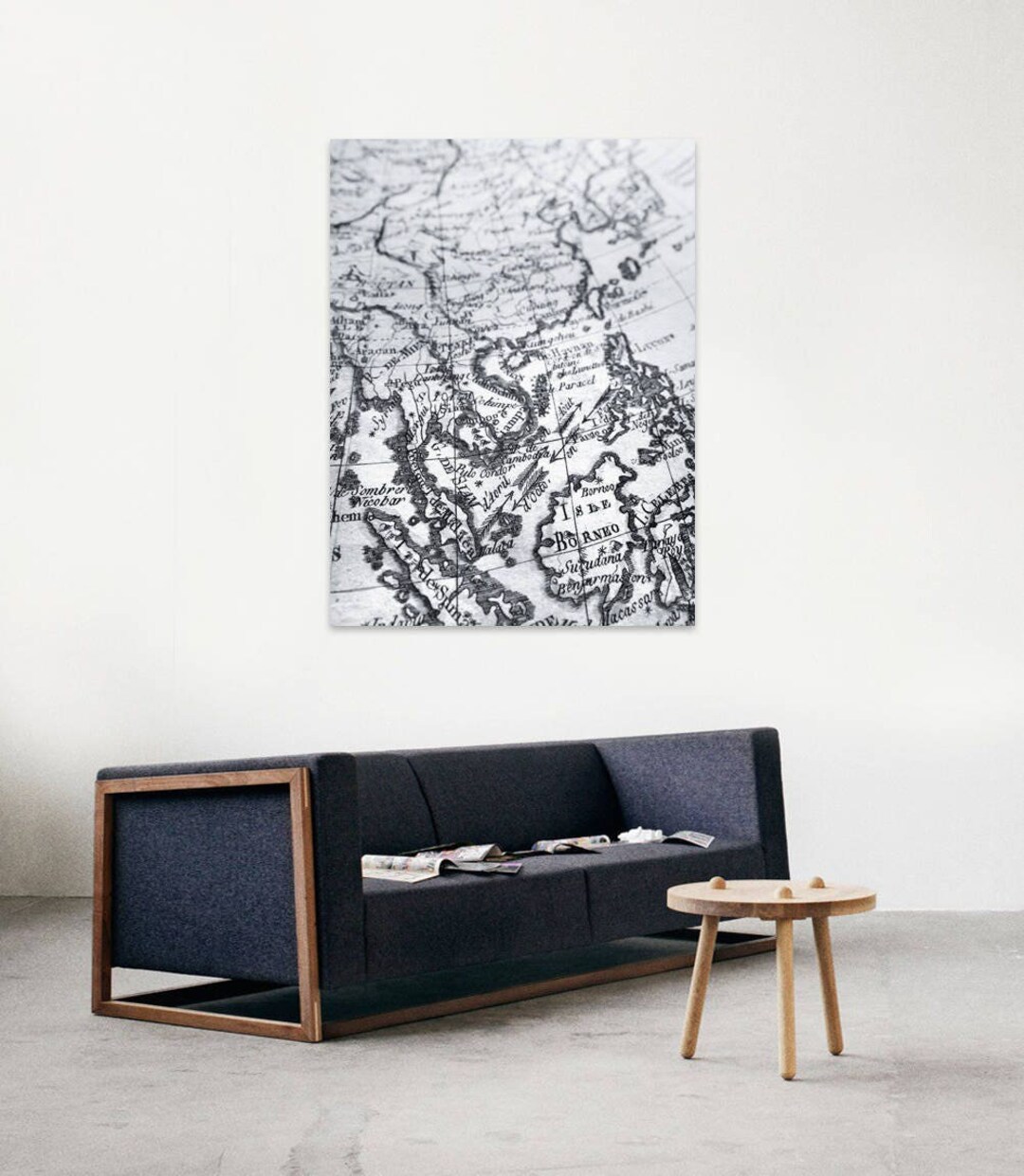 White Wold Map Panel Print, Wall Art, Room Decor, Retro Print ...