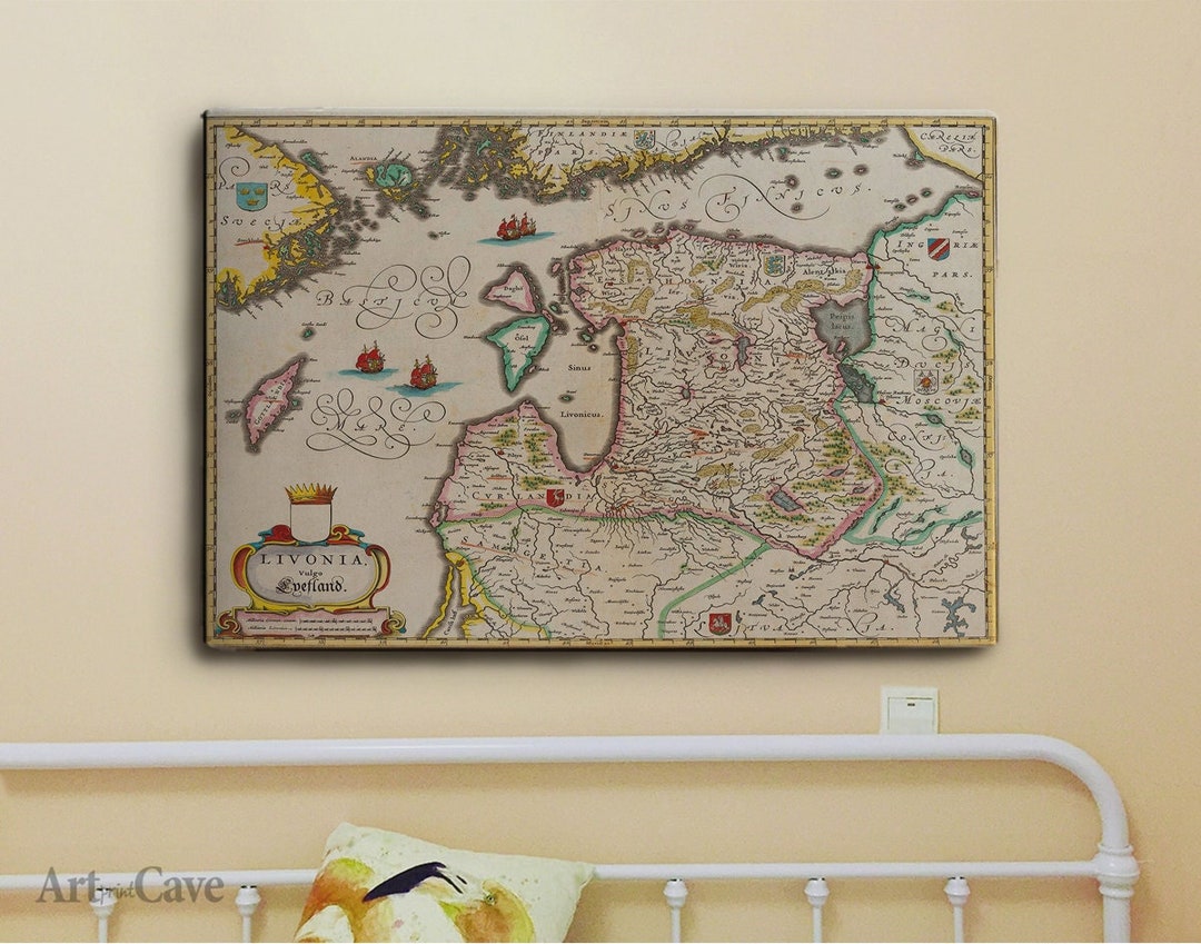 Map Livonia Baltic State Map Cotton Canvas, Digital Print, Map Poster ...