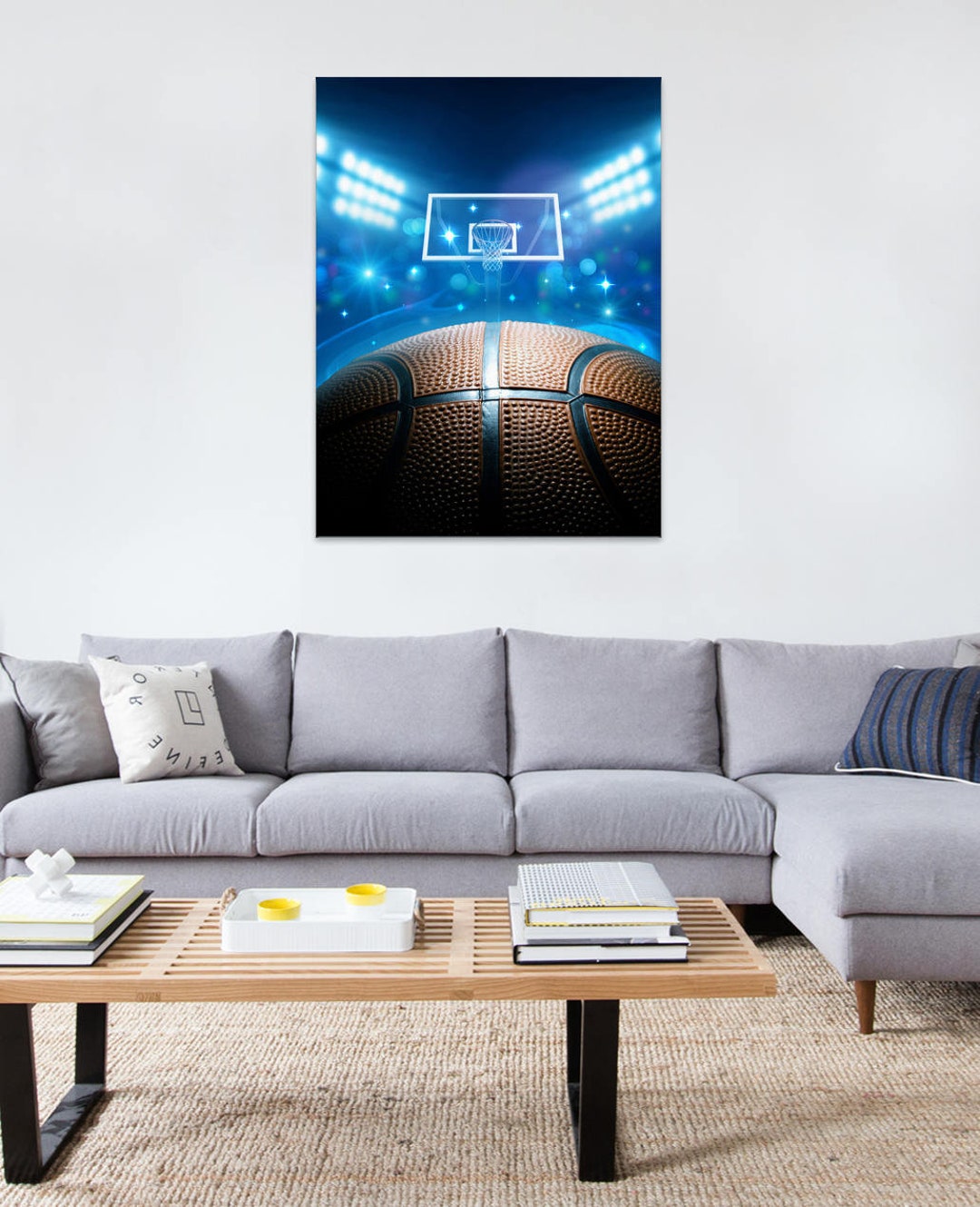 Basketball Panel Art, Basketball Court Poster Print, Room Decor, Ball ...