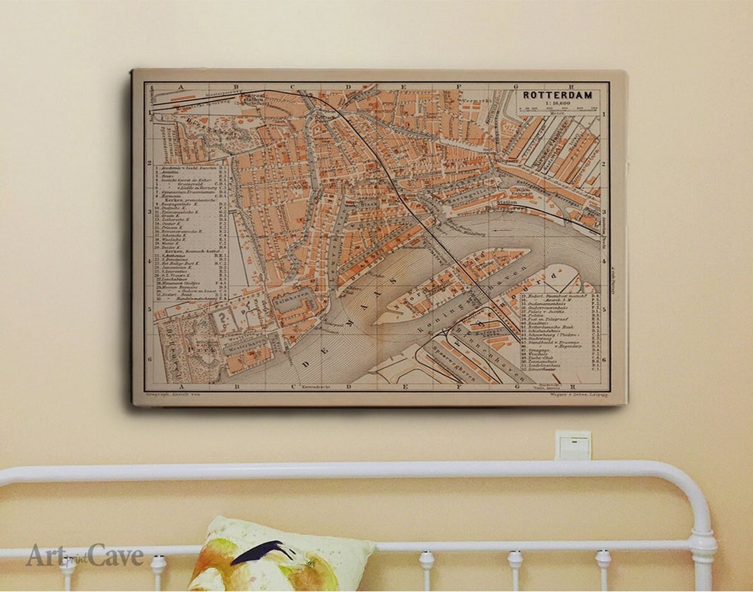 Old Map of Rotterdam the Netherlands 1891 Cotton Canvas, Digital Print ...