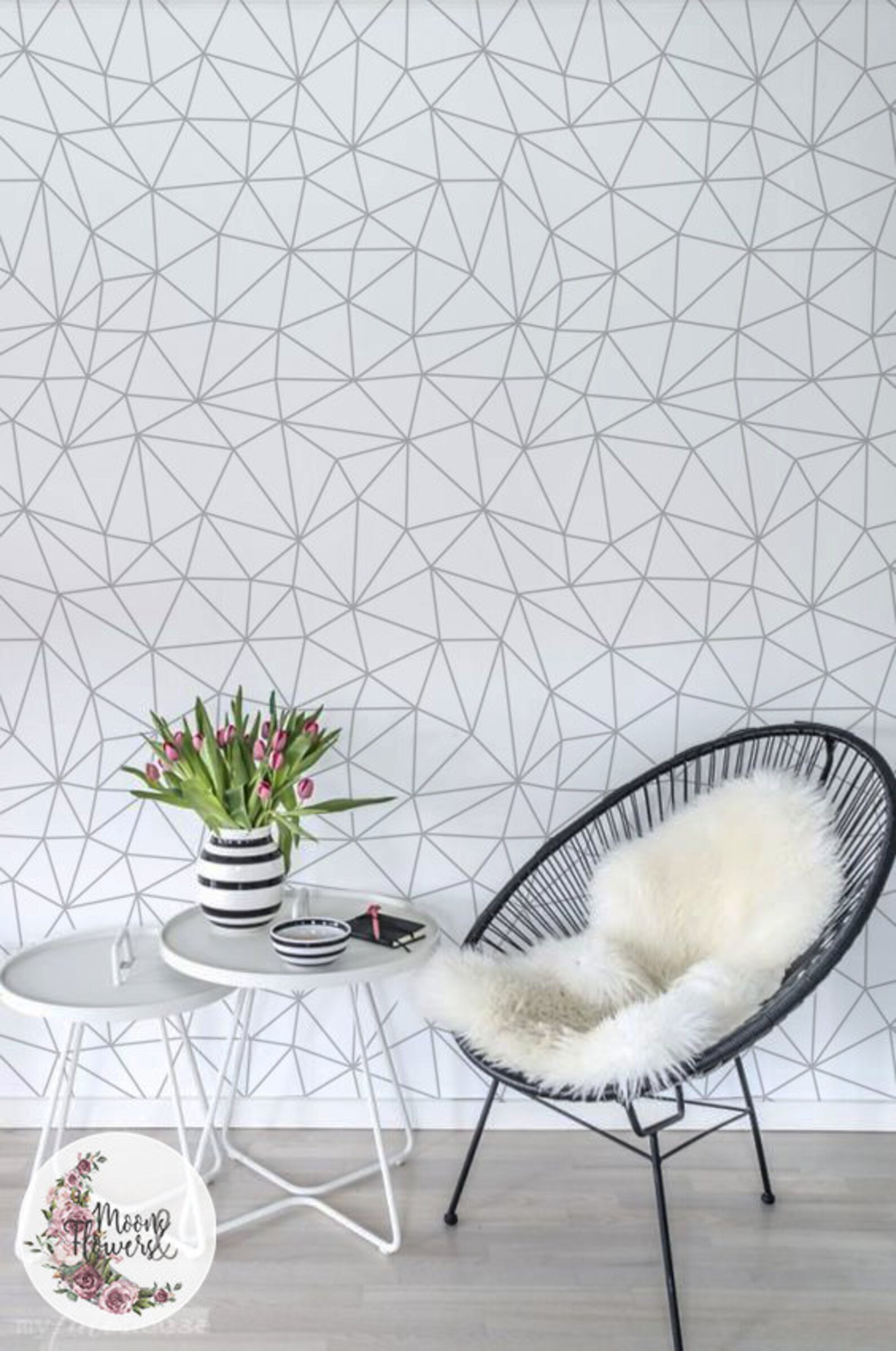 Scandinavian Style Wall Decor, Simple Wall Mural, Geometric Removable ...