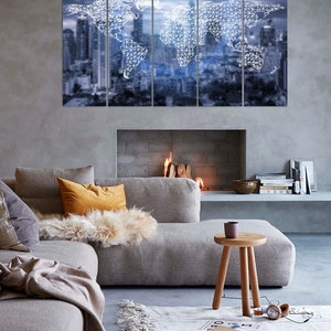 Hanging Map, World Map Canvas Print, Art Travel Map, Wall Decor ...