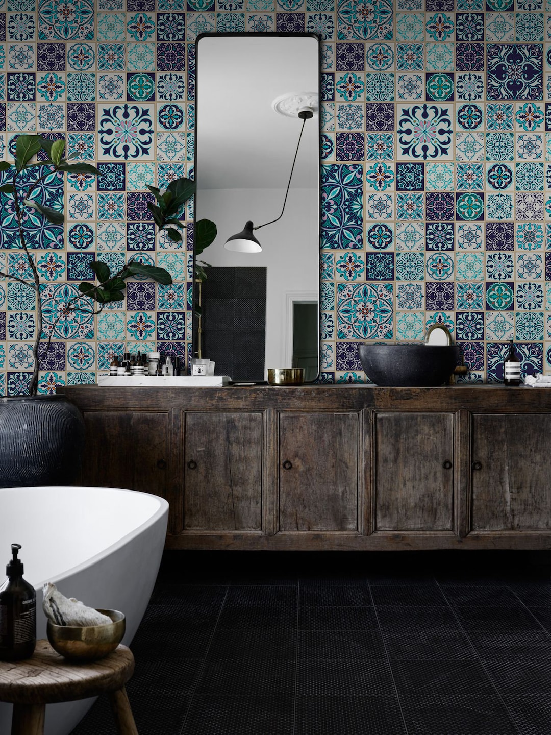 Charming Wallpaper Removable Mural, Beautiful Patchwork Removable ...