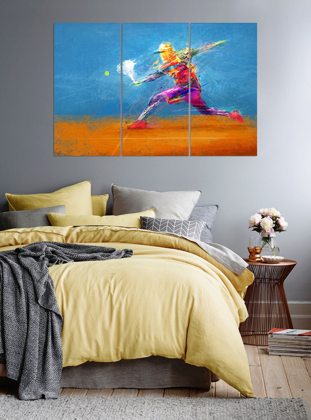 Abstract Tennis Player Framed Large Print, Tennis Panel Art, Framed ...