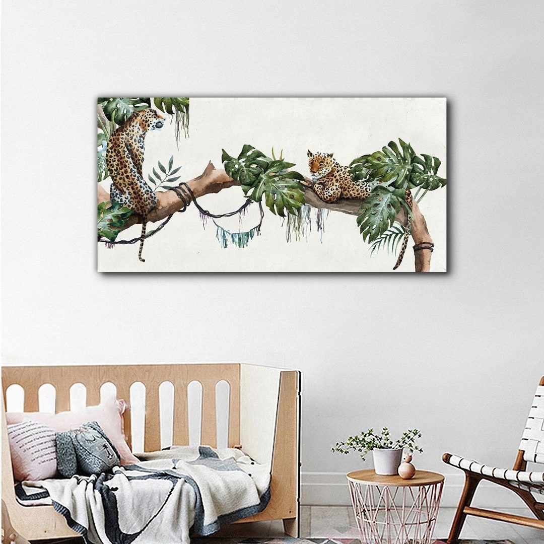 Canvas Pictures, Tropical Cheetahs Canvas, Green Contemporary Art ...