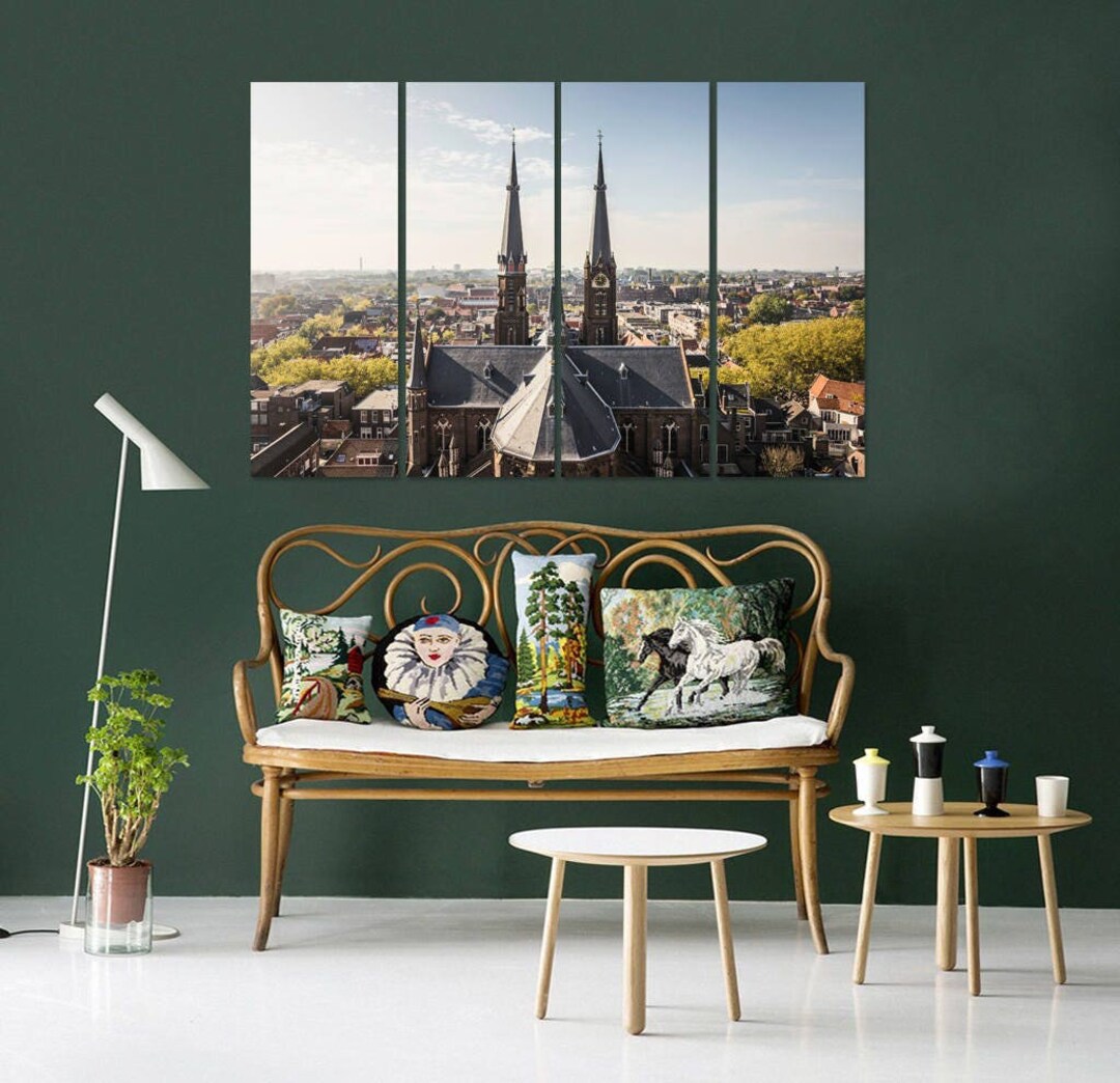 Delft, Netherlands Wall Decor, Church, Big City Framed Large Print ...