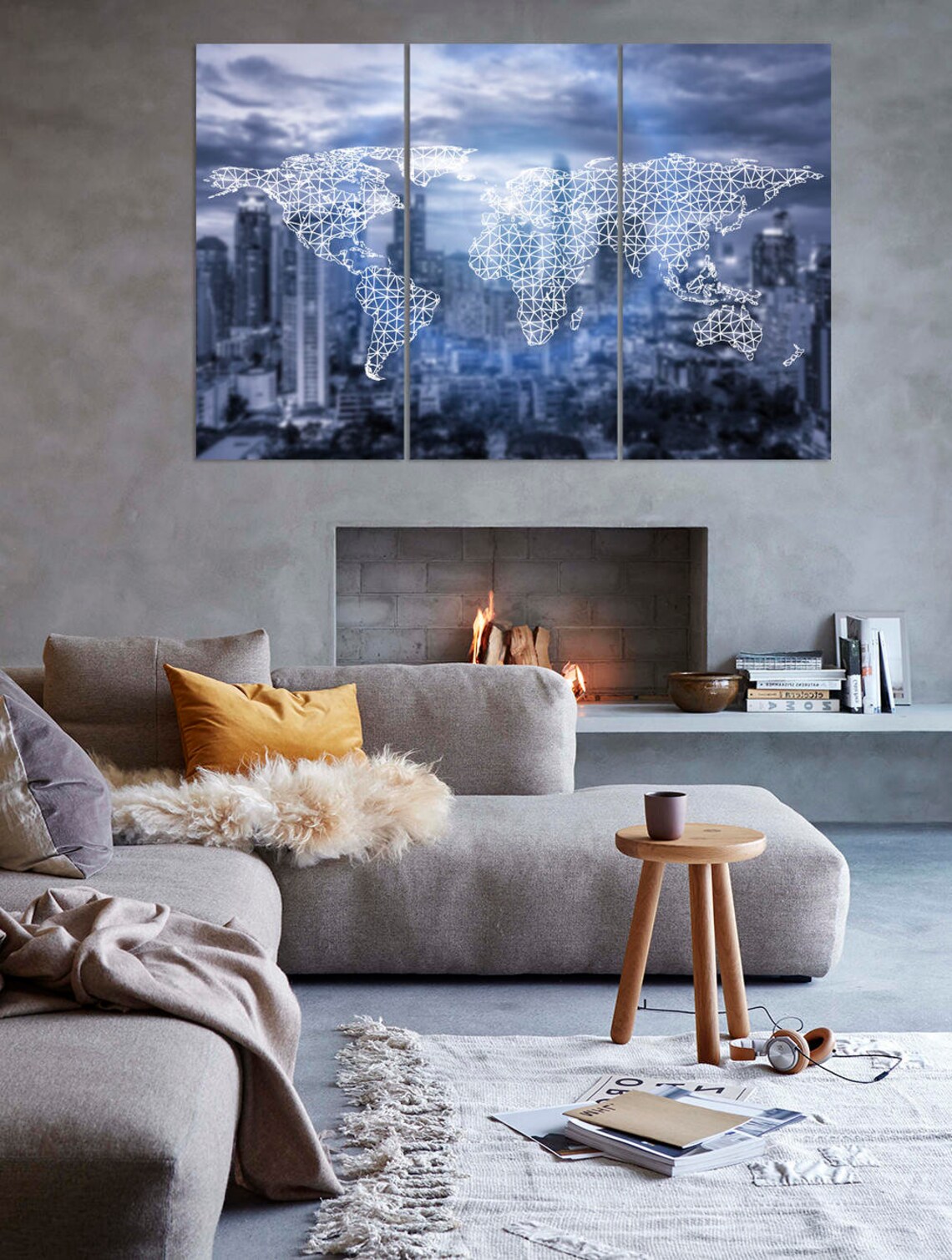 Hanging Map, World Map Canvas Print, Art Travel Map, Wall Decor ...